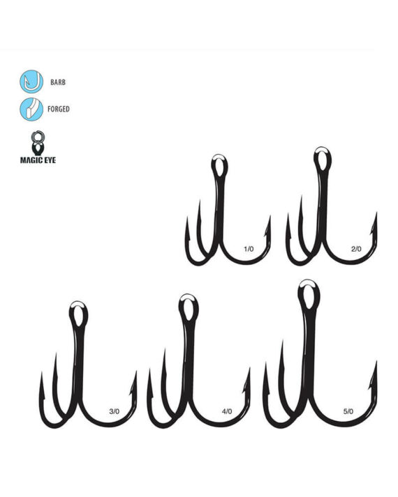Treble 23 (Magic Eye) 2x Strong, Round Bend (4 Pack) - Gamakatsu USA Fishing Hooks