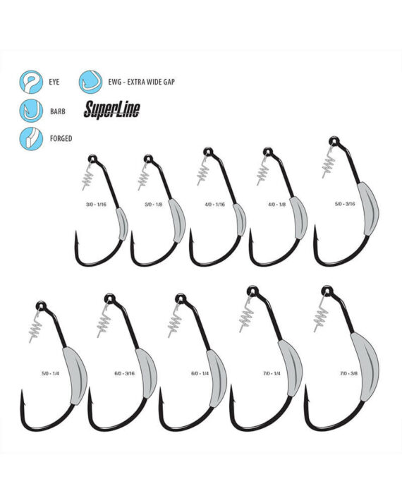 Superline Spring Lock, Weighted (4 Pack) - Gamakatsu USA Fishing Hooks